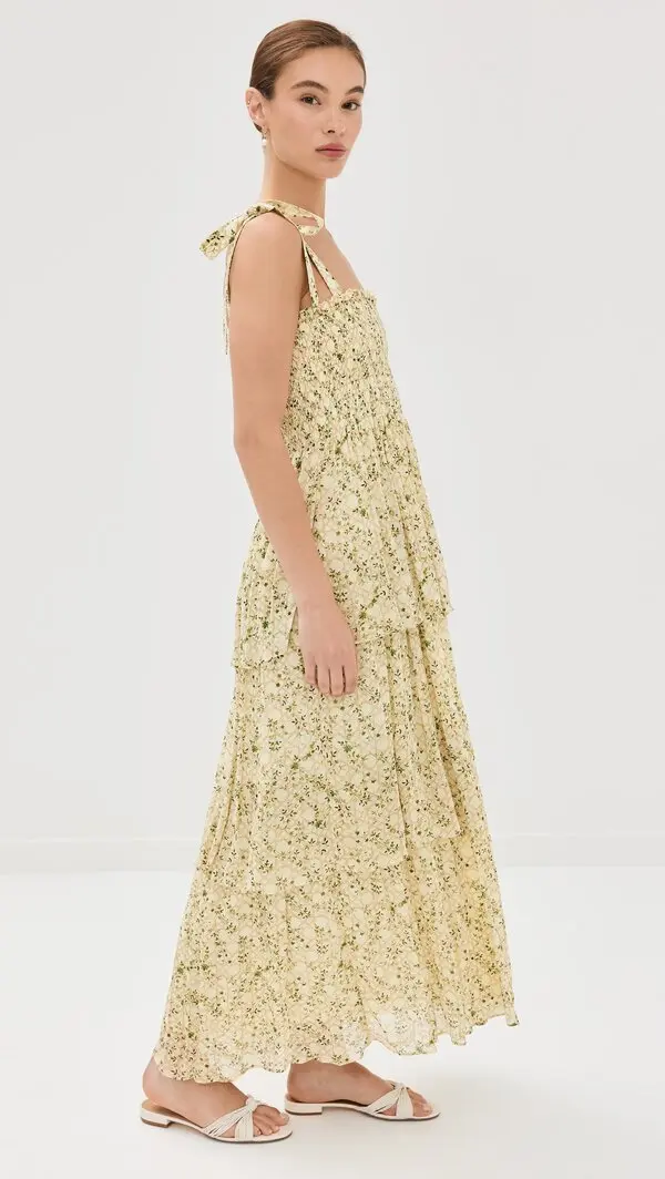 Hill House Home The Elise Nap Dress In Basketweave Vine, Yellow
